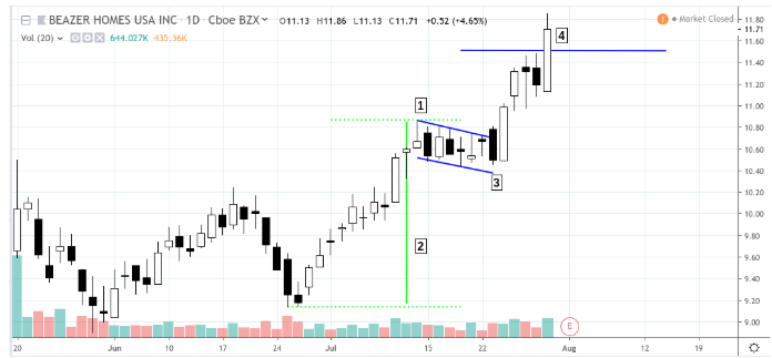 Swing Trading a Bullish Flag Formation (BZH)